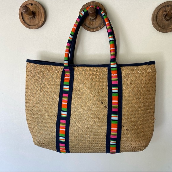 Bags | Large Woven Colorful Beach Bag Tote Bag | Poshmark
